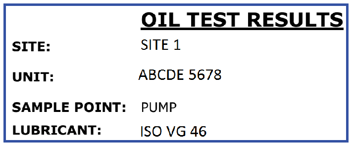 Oil Analysis Report Format - | Oil Analysis : Swansea Tribology Services
